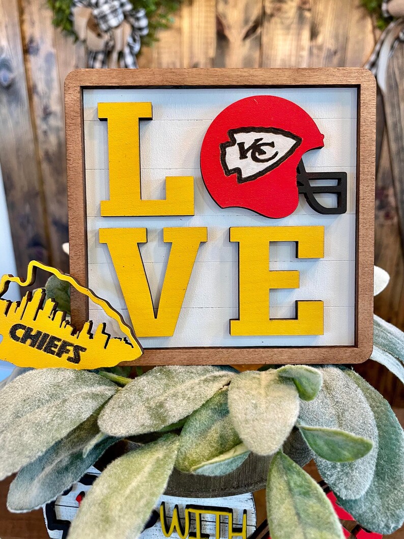 Football Tray / Football Decor / Tiered Tray Decor / KC - Etsy