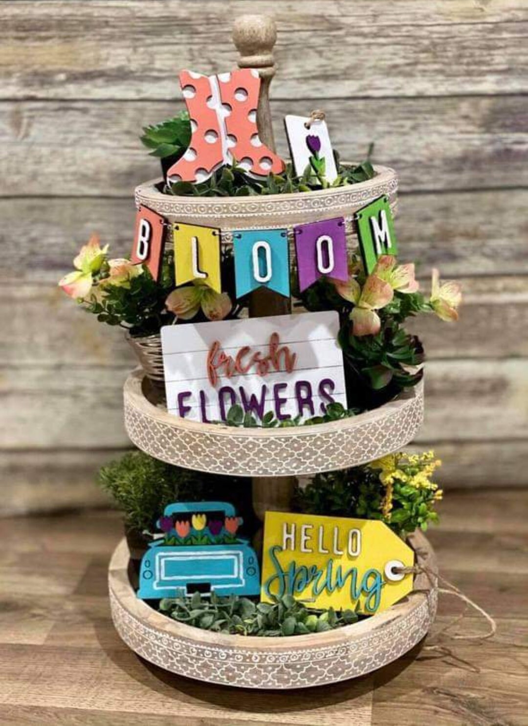 Spring Bloom Tiered Tray / Spring Decor / Tiered Tray Decor - Etsy