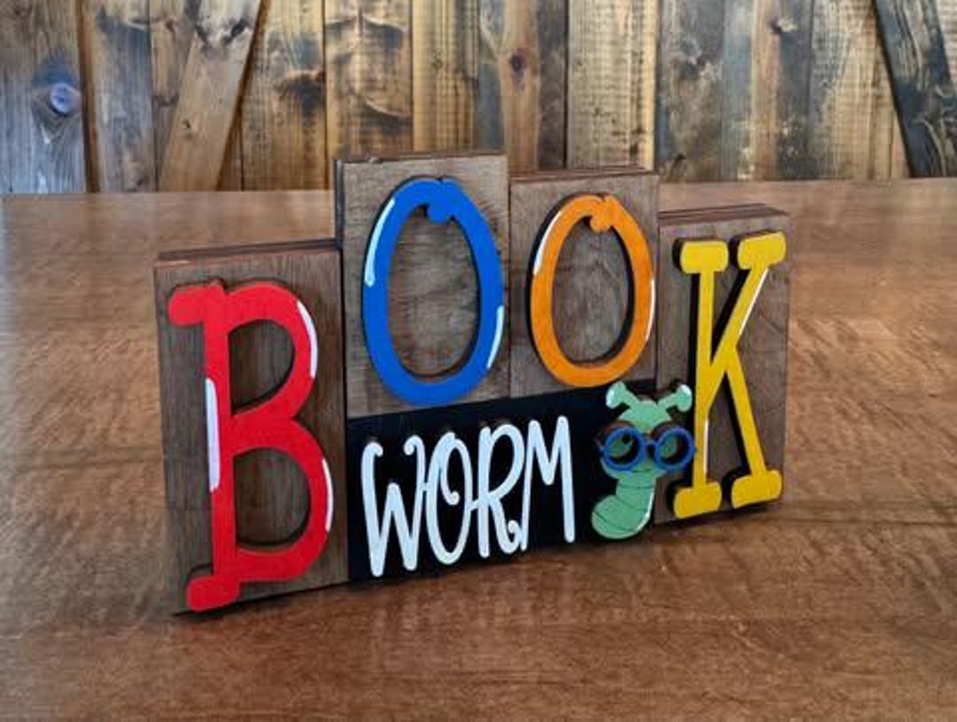 3D Book Worm Standing Display | Coffee Decor | 3D Decor | School - Etsy