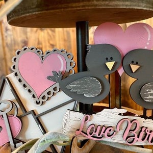 Love Birds Tray / Valentines Day Decor / Tiered Tray Decor - Etsy