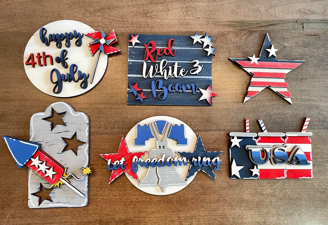 Let Freedom Ring / Patriotic Decor / Patriotic Tiered Tray Decor / 4th ...