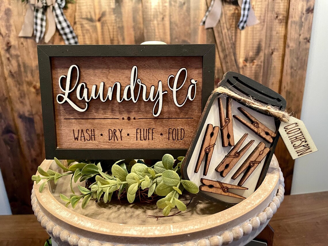 Laundry Tiered Tray / Laundry Decor / Tiered Tray Decor - Etsy