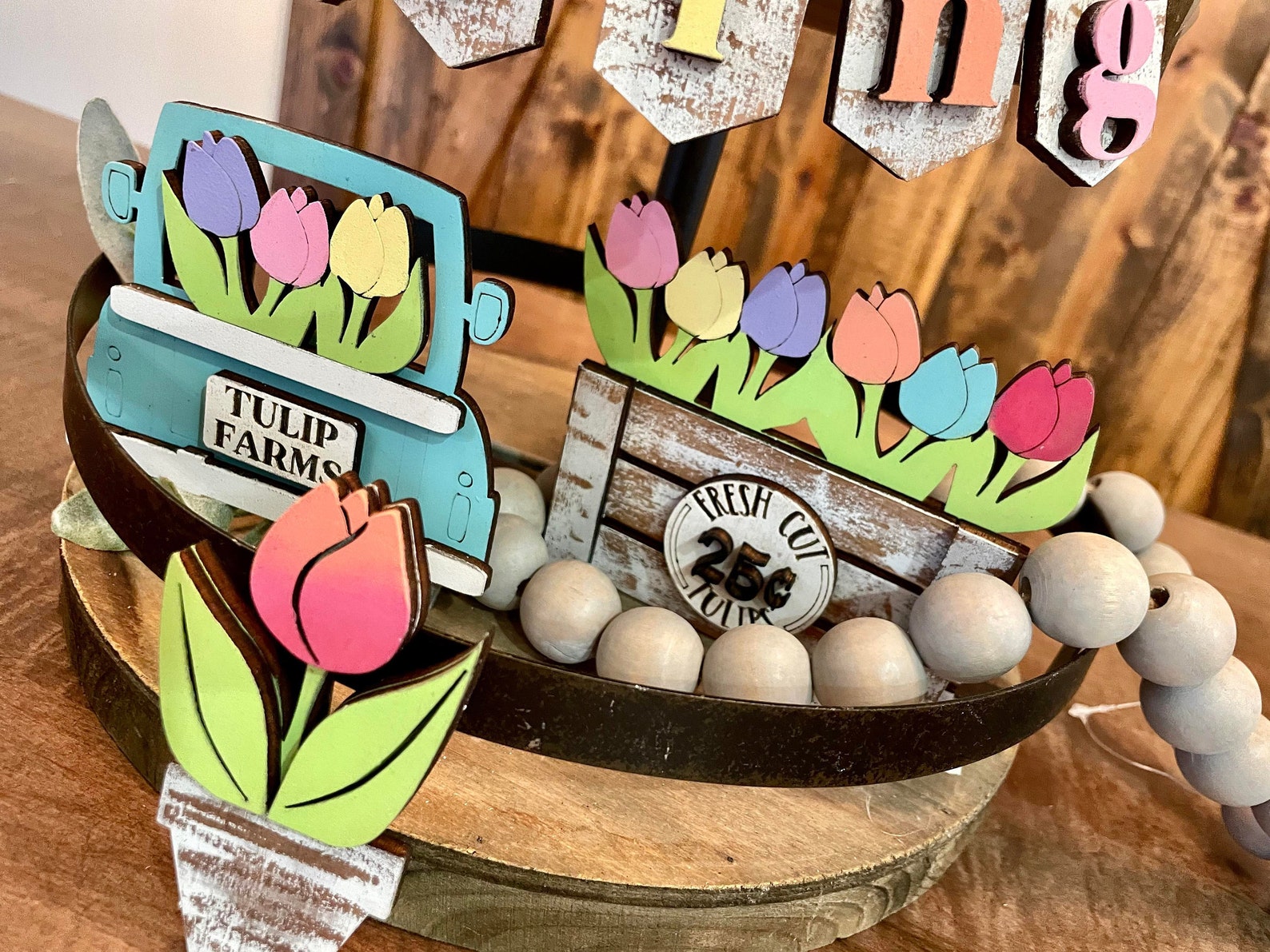 Spring Tiered Tray / Spring Decor / Tiered Tray Decor - Etsy