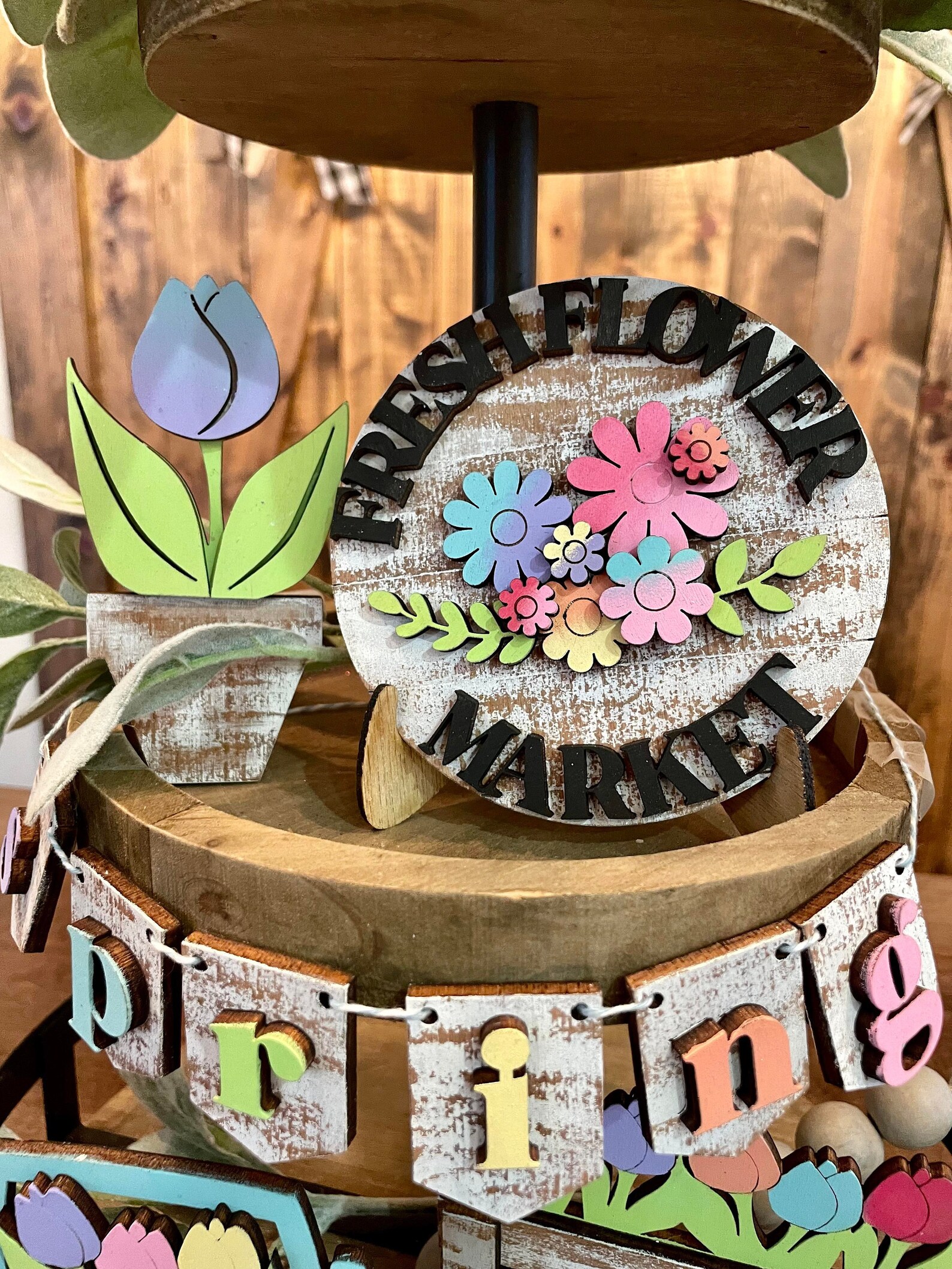 Spring Tiered Tray / Spring Decor / Tiered Tray Decor - Etsy