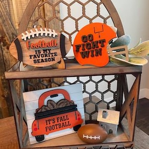 Fall Football Tiered Tray / Fall Football Decor / Fall Football Tiered ...