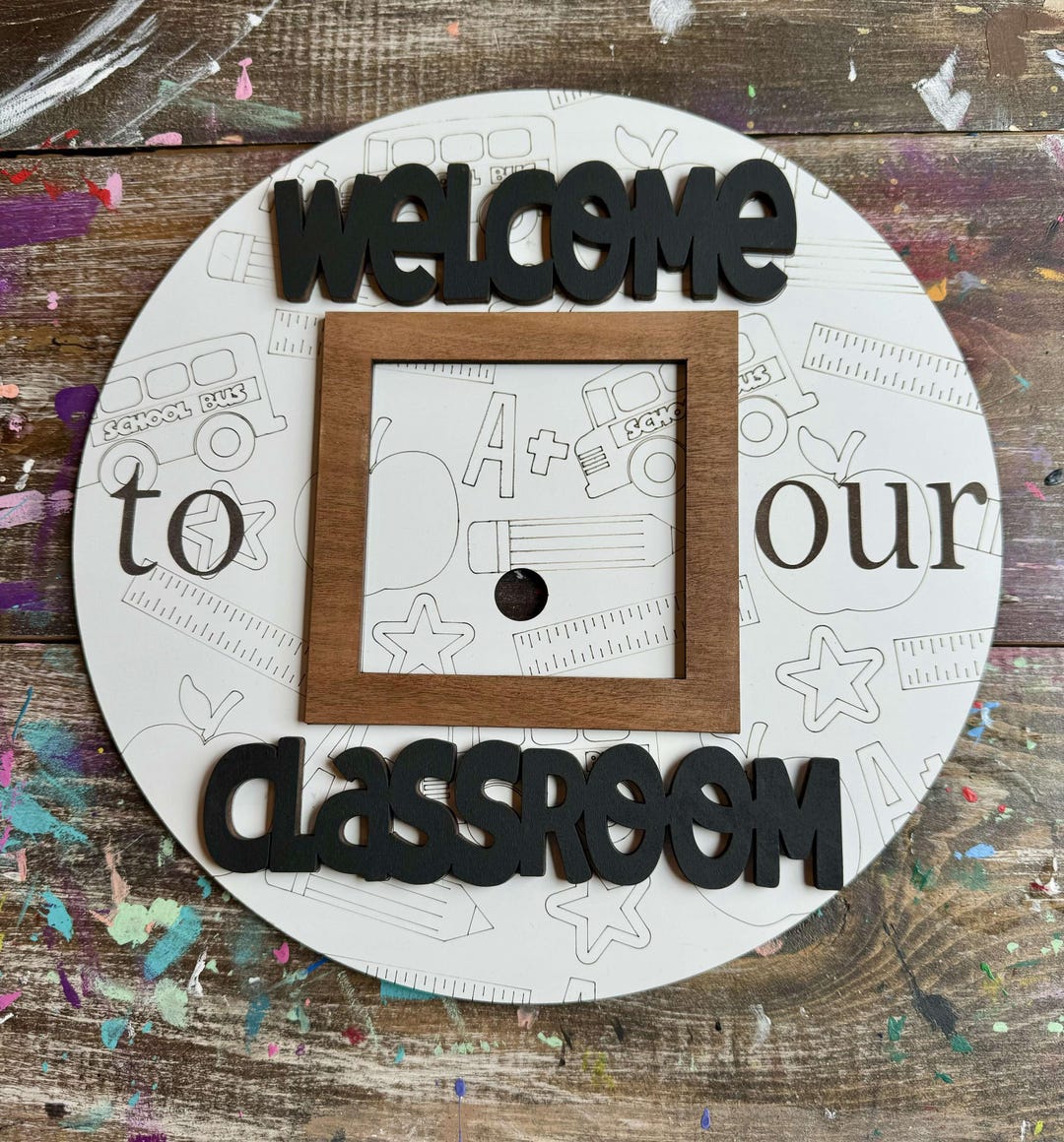 Welcome to Our Classroom Deco Background Interchangeable Shiplap Square ...