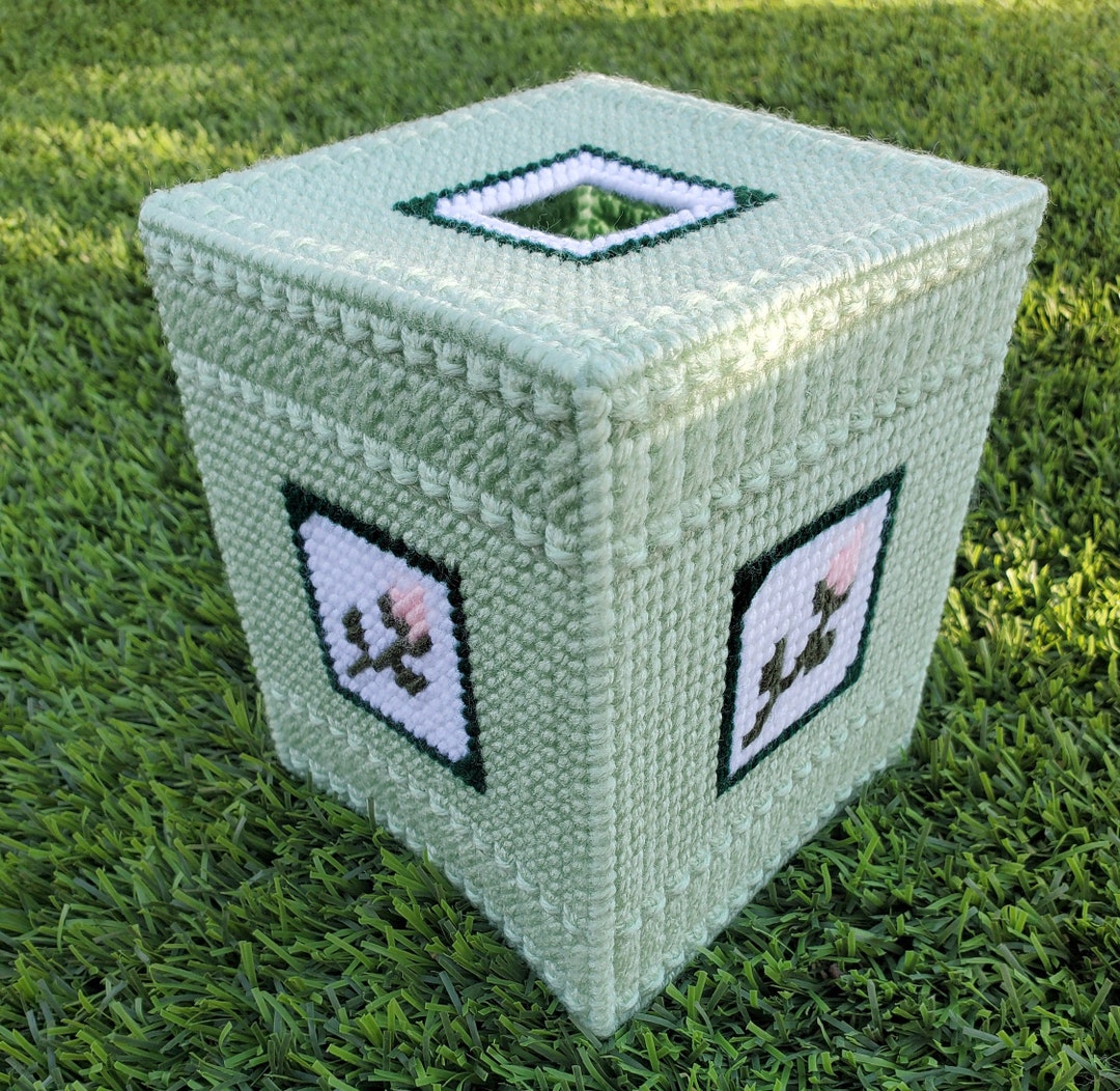 Plastic Canvas Tissue Box Cover, Rose Design, Unique Home Accent ...