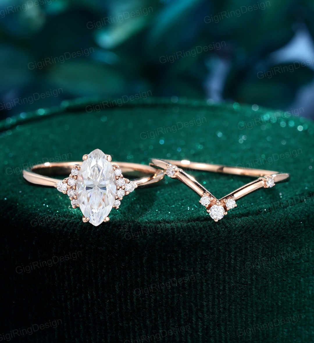 Anillo de compromiso único de moissanita marquesa, anillo de compromiso ...