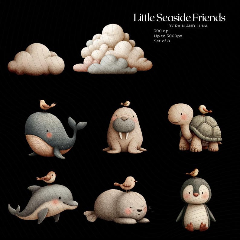 Little Seaside Friends – Watercolor Clipart | Ocean Animal Digital ...