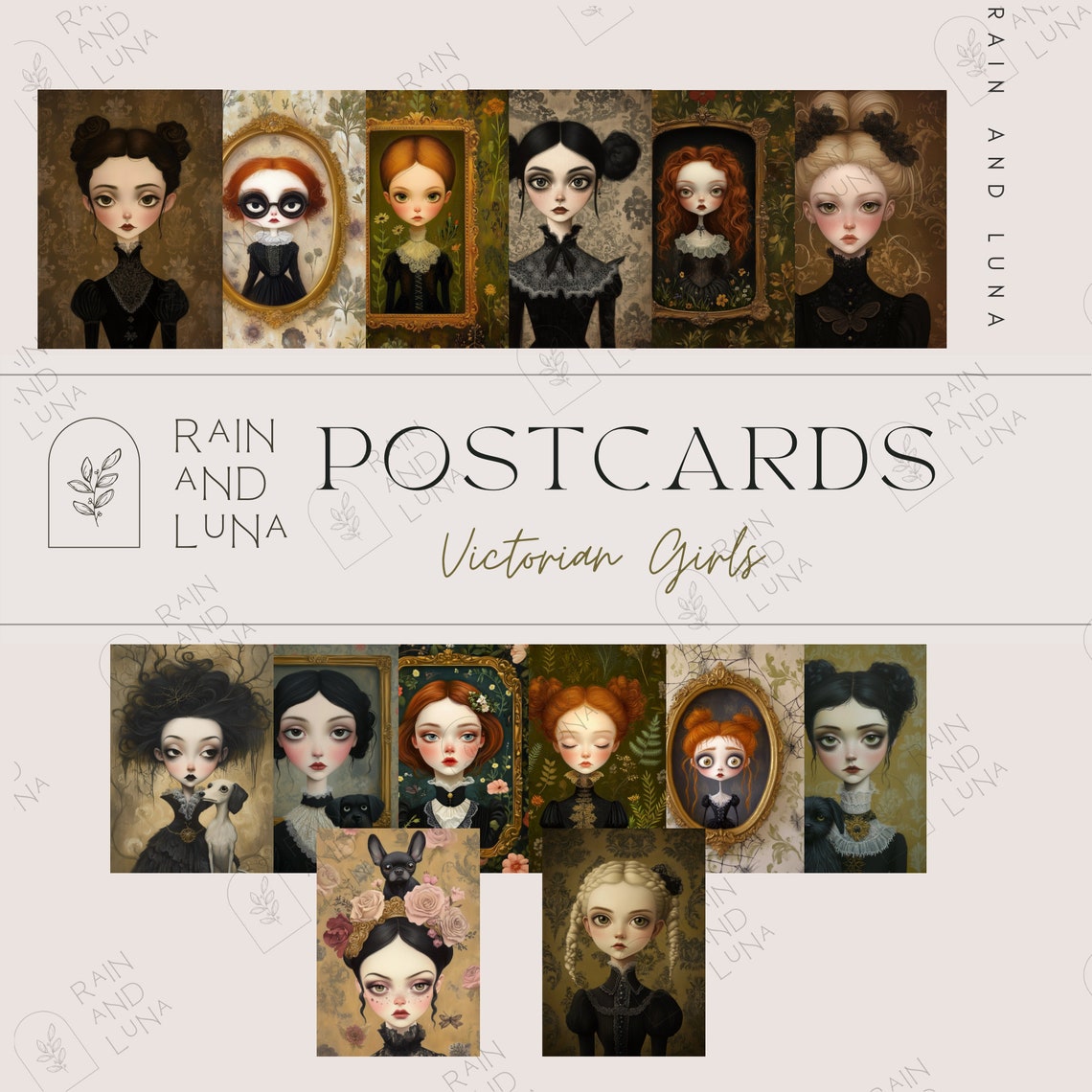 Victorian Girls Postcards and Posters Digital Download JPG - Etsy