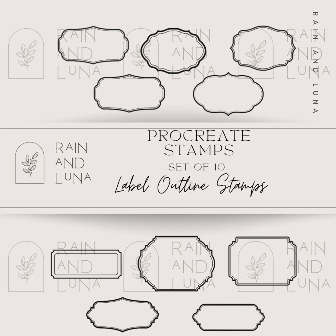 Procreate Label Outline Stamps Set - Etsy