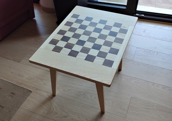 Modern Chess Table With Solid Wood Walnut and Chestnut - Etsy UK