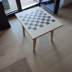 Modern Chess Table With Solid Wood Walnut and Chestnut, Handmade Mid ...