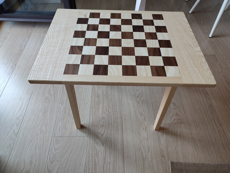 Modern Chess Table With Solid Wood Walnut and Chestnut - Etsy