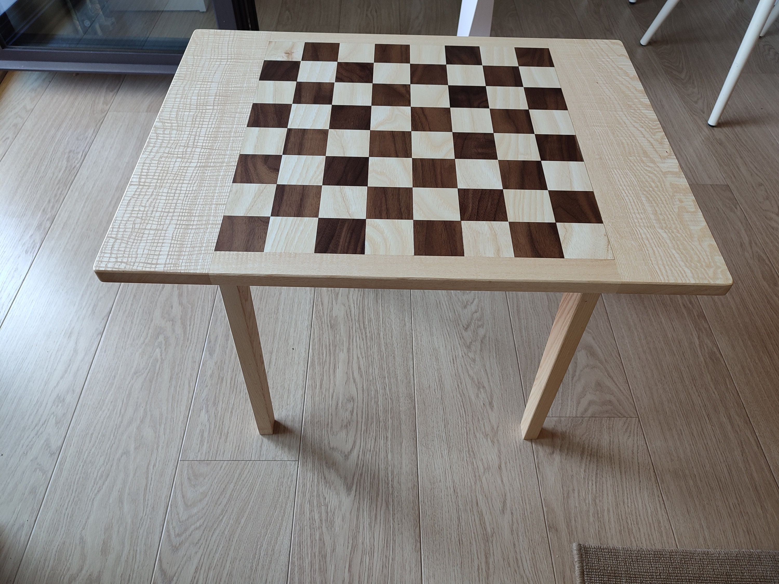 Modern Chess Table With Solid Wood Walnut and Chestnut | Etsy