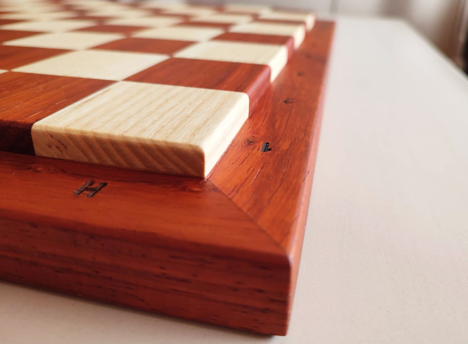 Red Chess Board With Padauk and Chestnut Hardwoods Handmade - Etsy