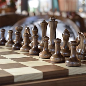 Walnut Chess Set, Handmade Chess Pieces, SGW Chess Board and Pieces ...