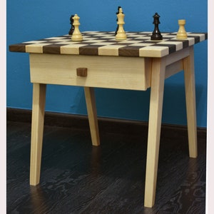 Handmade Chess Table, Chess Board With Walnut and Chestnut, Wooden ...