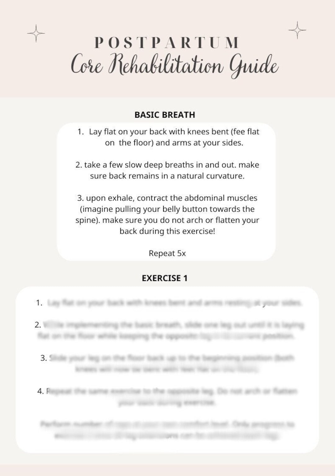 Postpartum Core Rehab/fitness Guide - Etsy