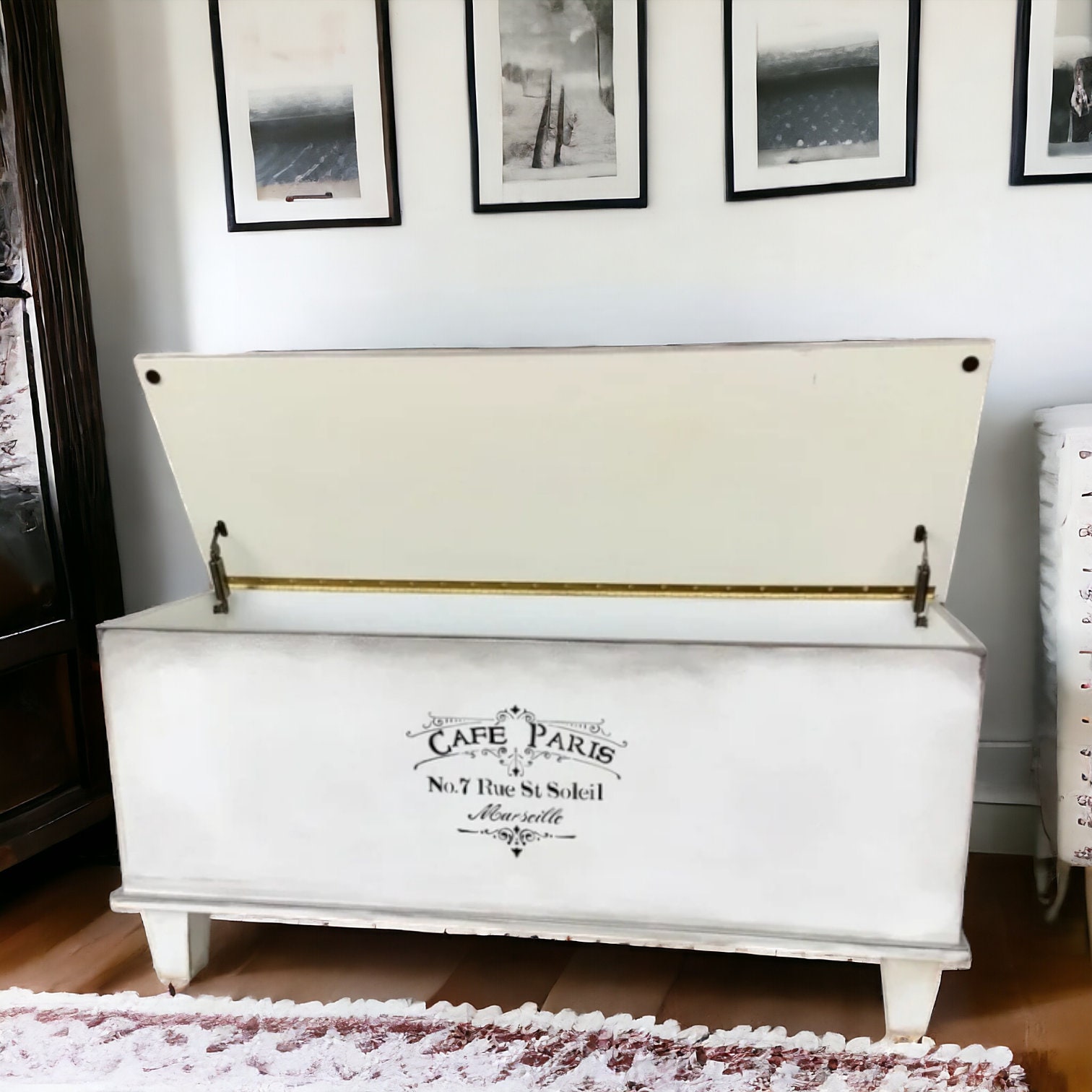 French Country Advert Farmhouse Blanket Chest Shabby Chic Distressed ...