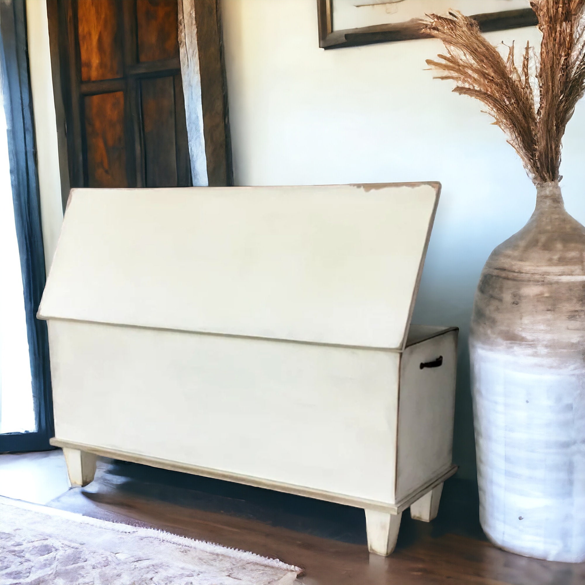 French Country Advert Farmhouse Blanket Chest Shabby Chic Distressed ...