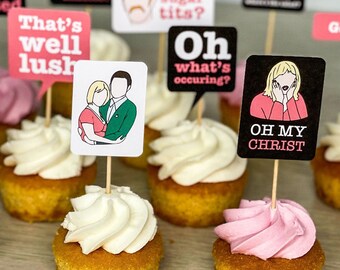 90s Party Cake Toppers 12 Pack Funny Adult Cupcake | Etsy