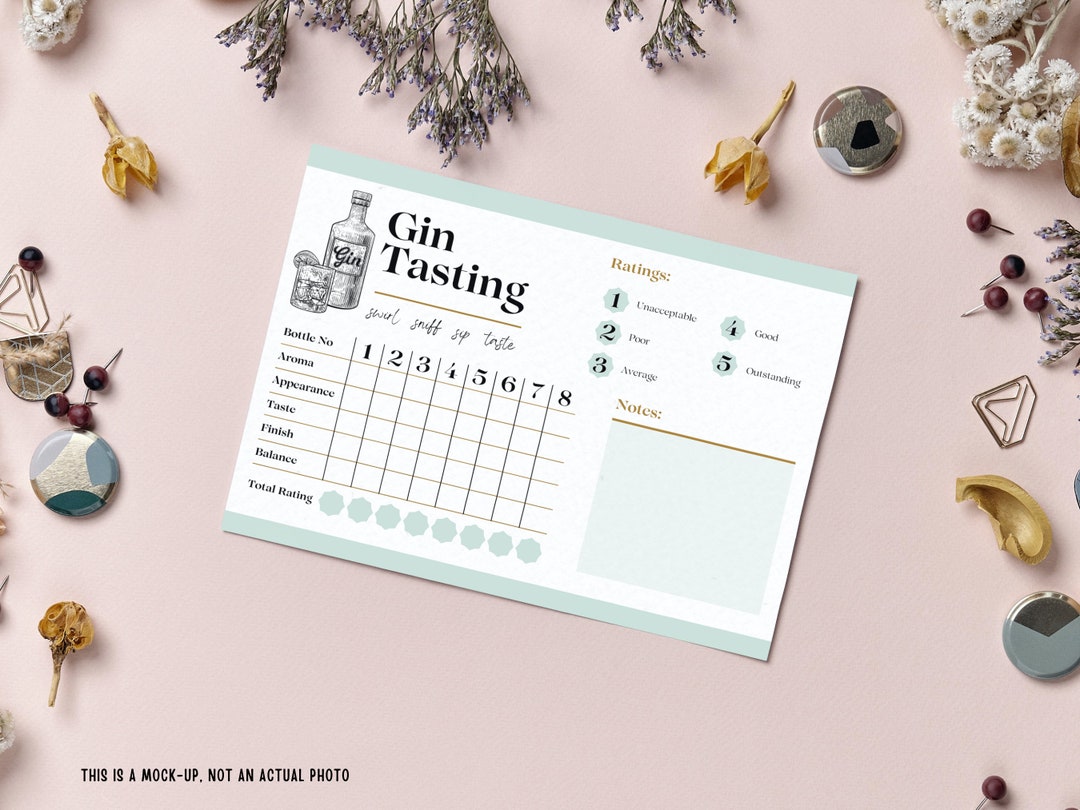 Gin Tasting Cards | Instant Download | Green | Printable Scorecards ...
