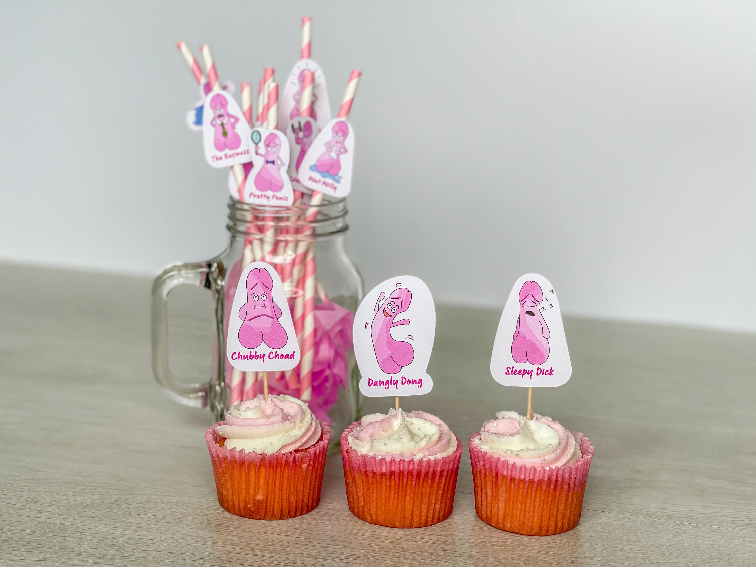 Penis Party Cake Toppers 12 Pack Funny Adult Rude Cupcake Etsy