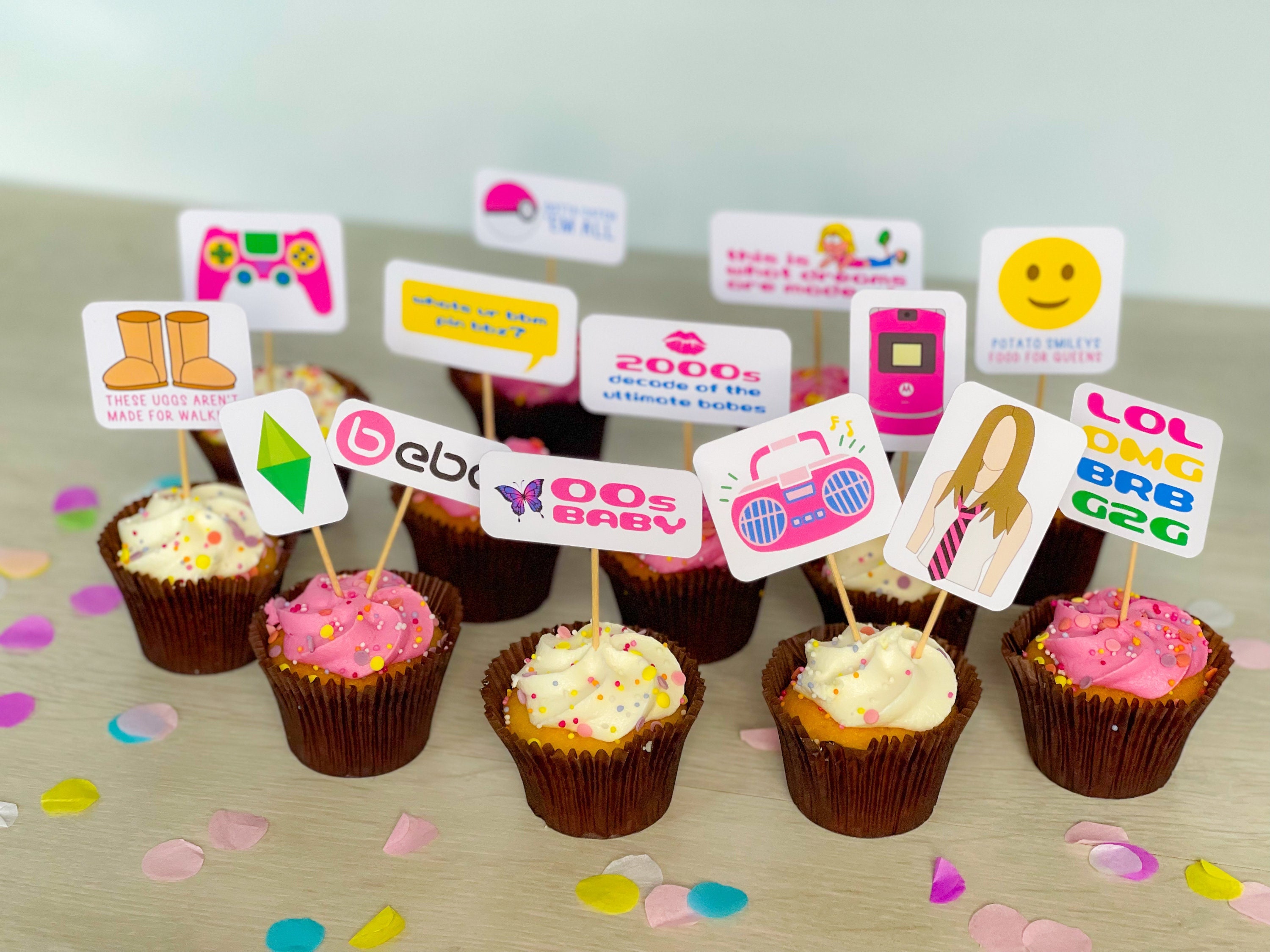 Printable Y2K Party Cocktail Toppers / Cake Toppers Instant - Etsy UK