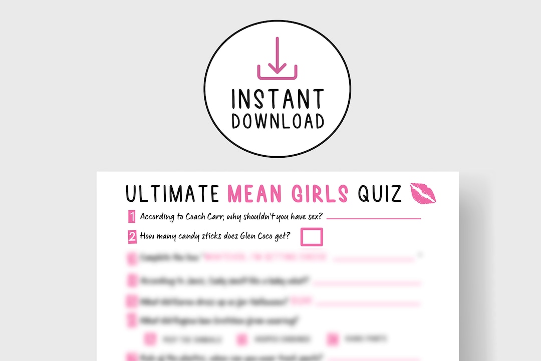 Mean Girls Quiz Instant Download 20 Questions Funny Printable Quiz Mean ...