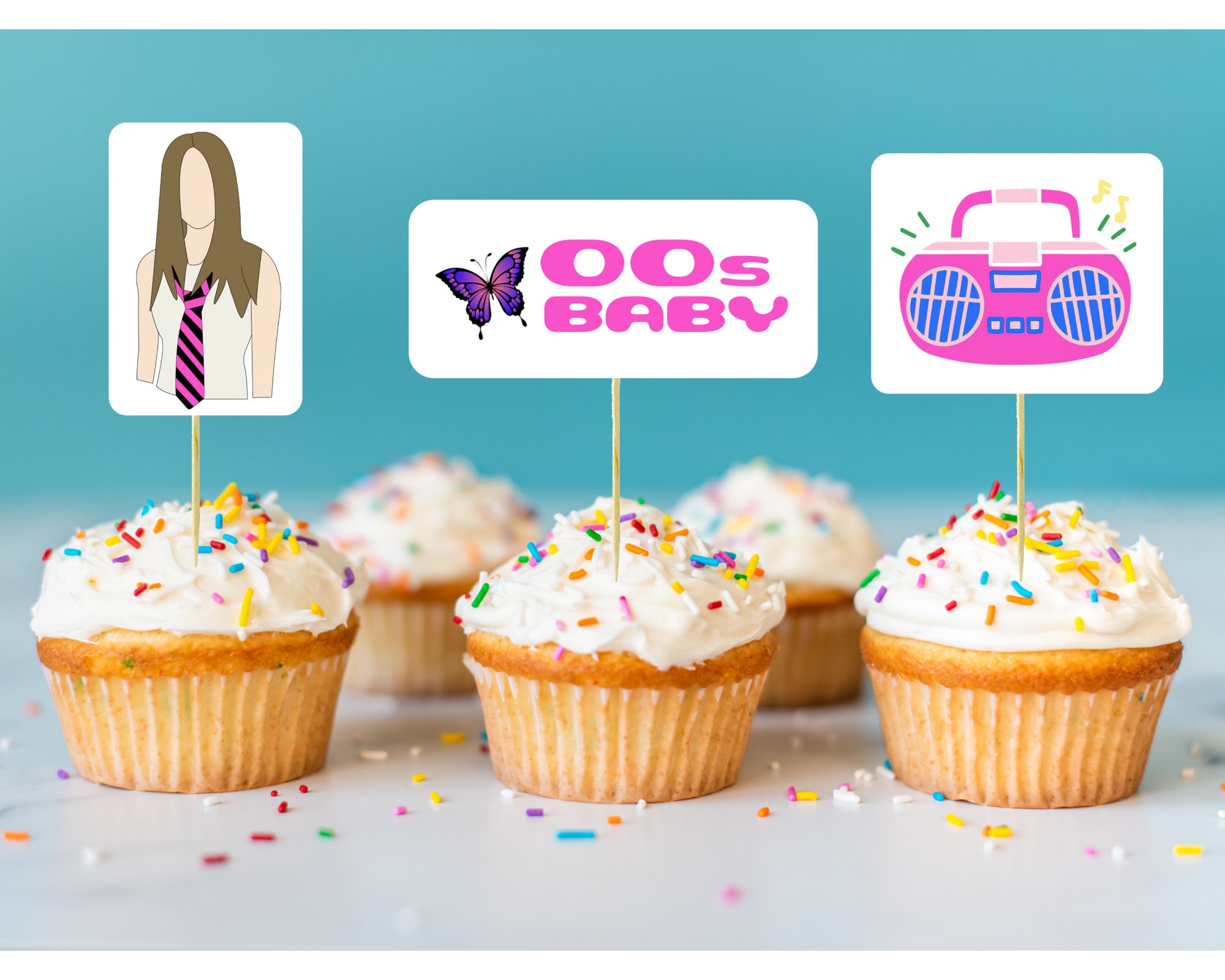 Printable Y2K Party Cocktail Toppers / Cake Toppers Instant - Etsy