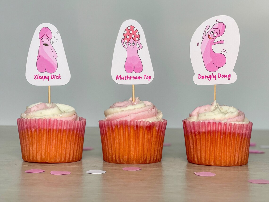 Penis Party Cake Toppers 12 Pack Funny Adult Rude Cupcake | Etsy