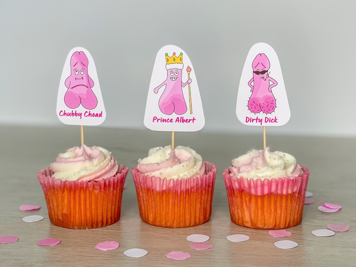 Penis Party Cake Toppers 12 Pack Funny Adult Rude Cupcake Etsy