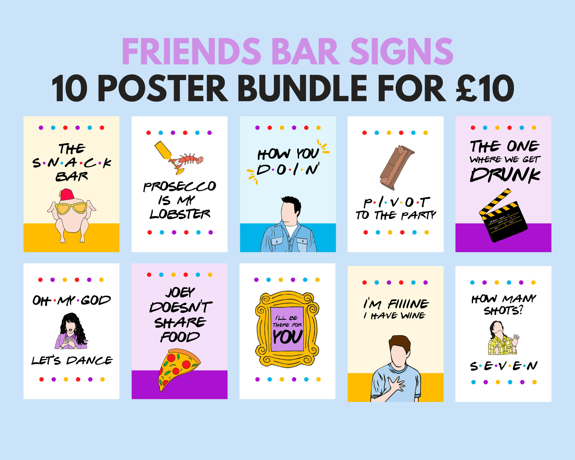 Friends Party Sign - Seven | Instant Download | Funny Printable Poster ...