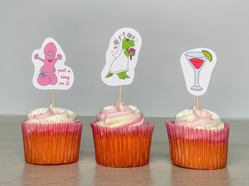 Hen Party Cake Toppers 12 Pack Funny Adult Rude Cupcake Etsy Australia