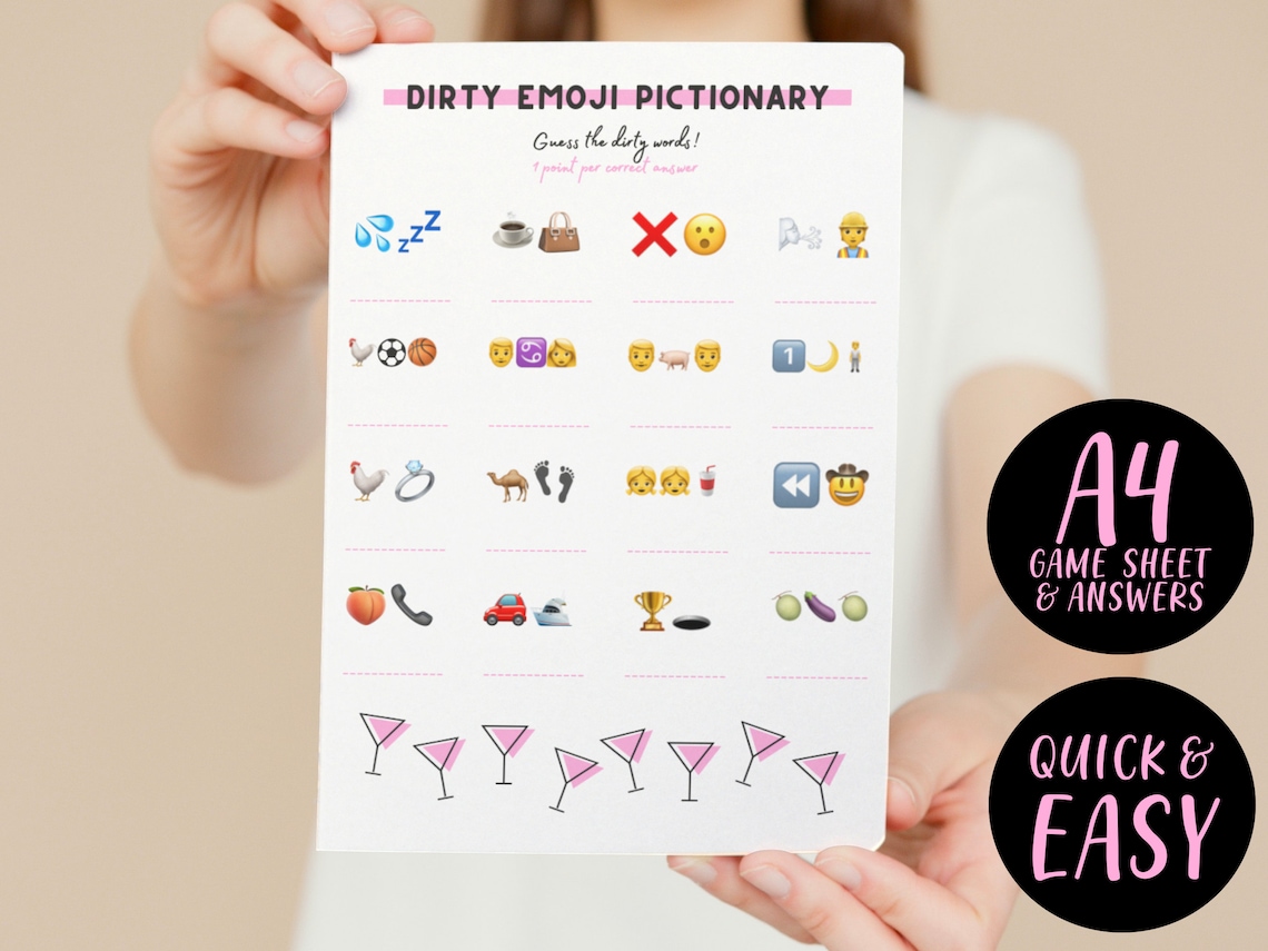 Dirty Emoji Pictionary Instant Download 16 Questions - Etsy UK
