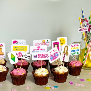 2000s Party Cake Toppers | 14 Pack | Funny Adult Cupcake Decorations ...
