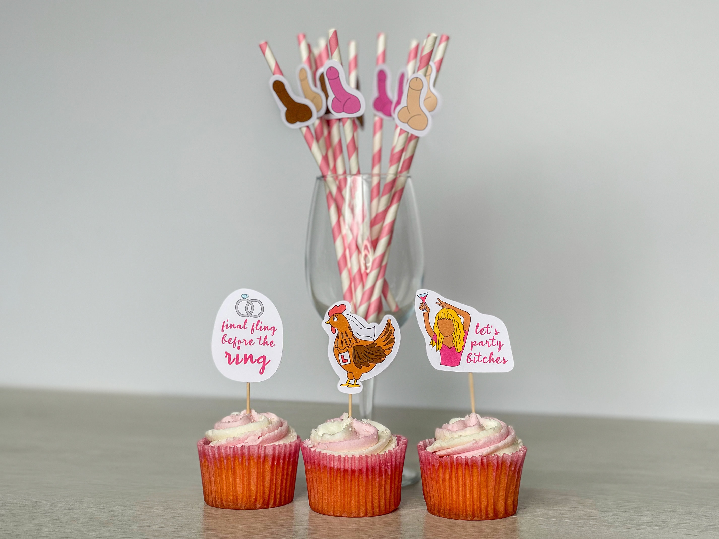 Hen Party Cake Toppers 12 Pack Funny Adult Rude Cupcake Etsy Australia