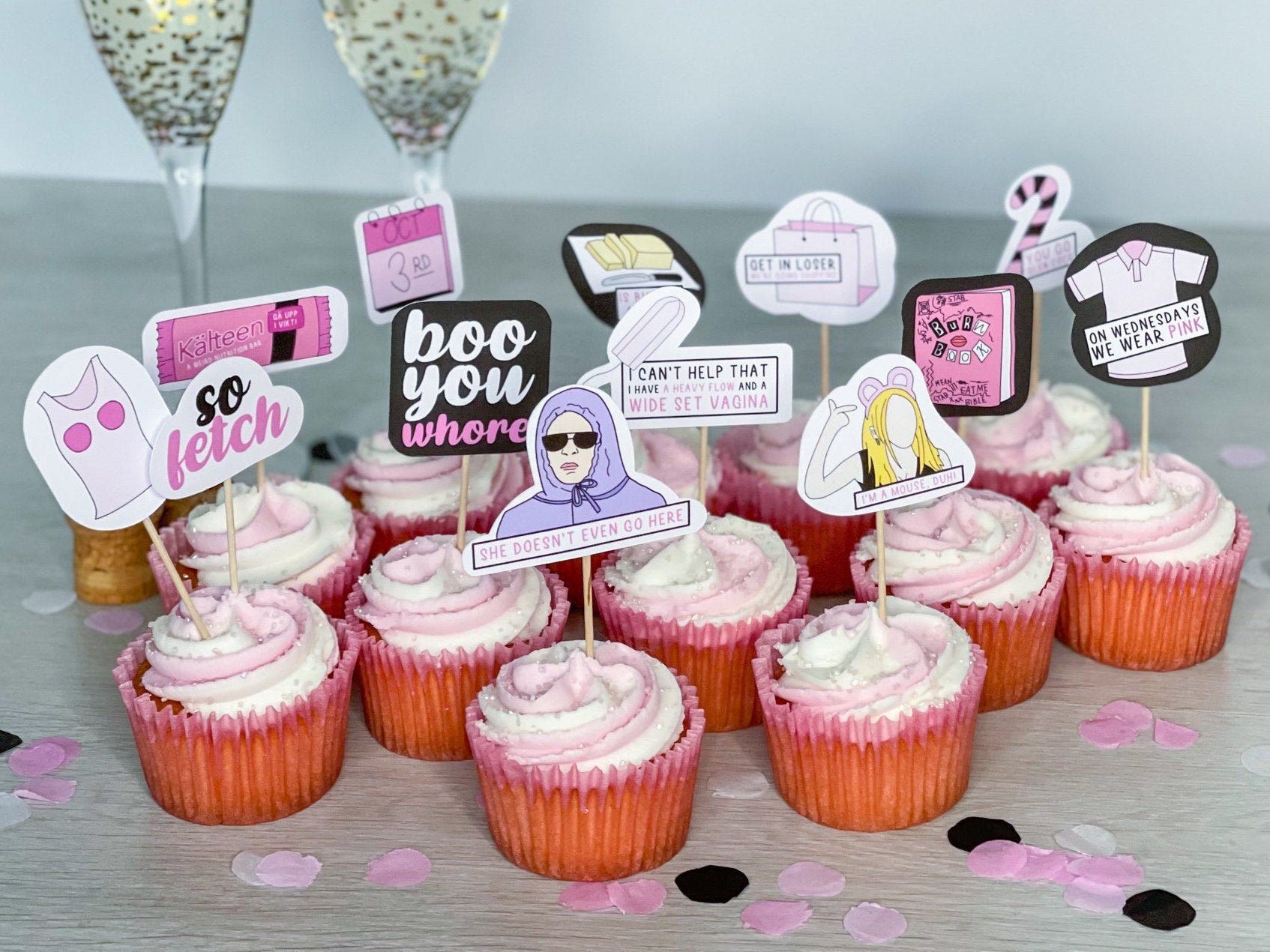 Mean Girls Party Cake Toppers 13 Pack Funny Cupcake | Etsy