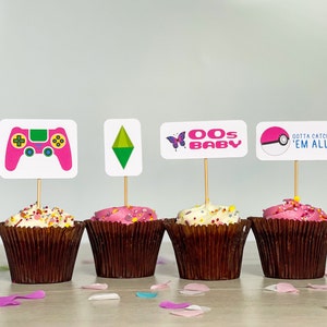 2000s Party Cake Toppers | 14 Pack | Funny Adult Cupcake Decorations ...