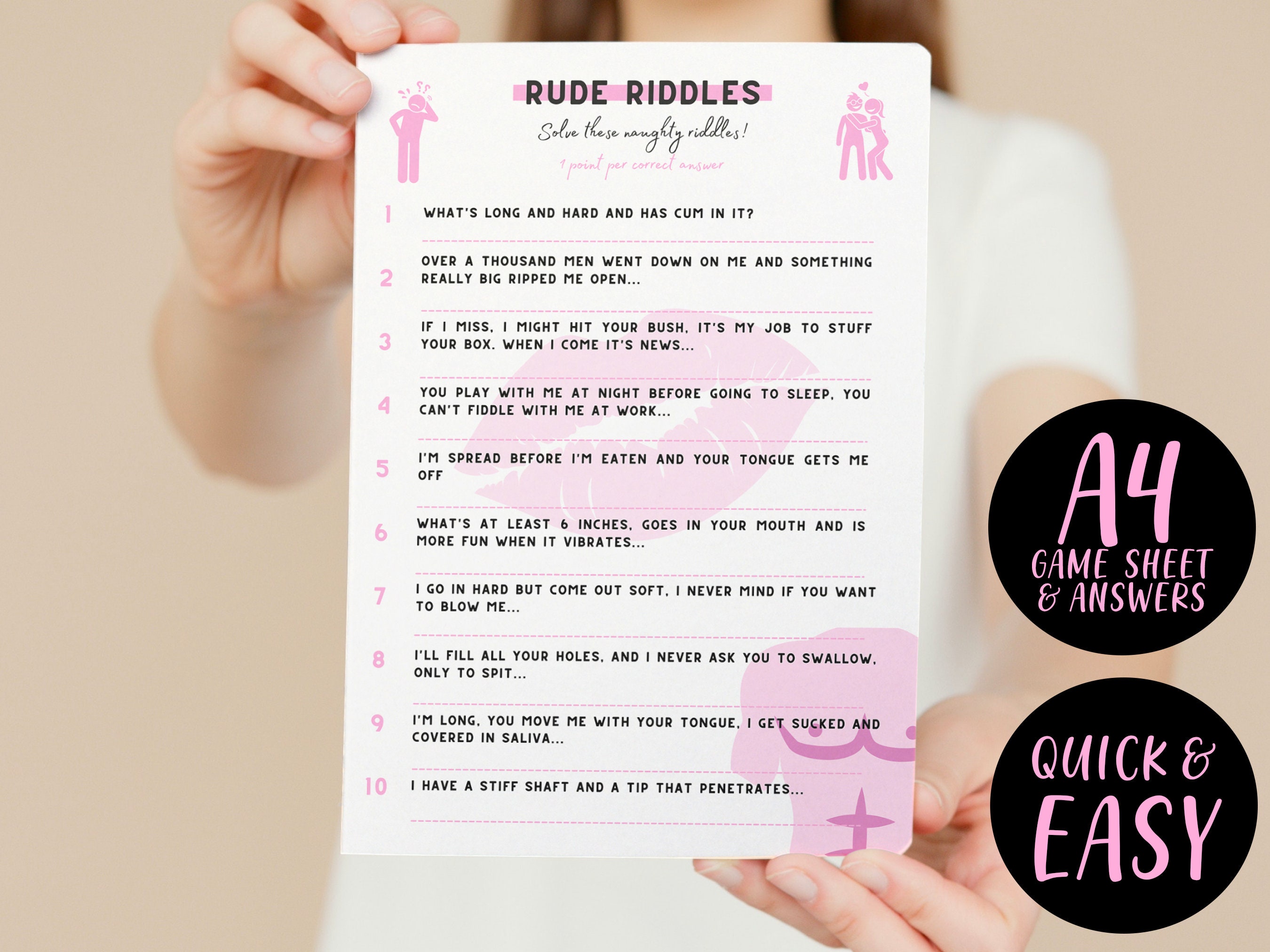 Rude Riddles Quiz Instant Download 10 Questions Funny - Etsy UK