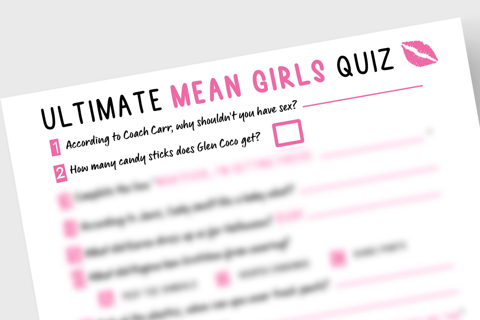 Mean Girls Quiz Instant Download 20 Questions Funny | Etsy
