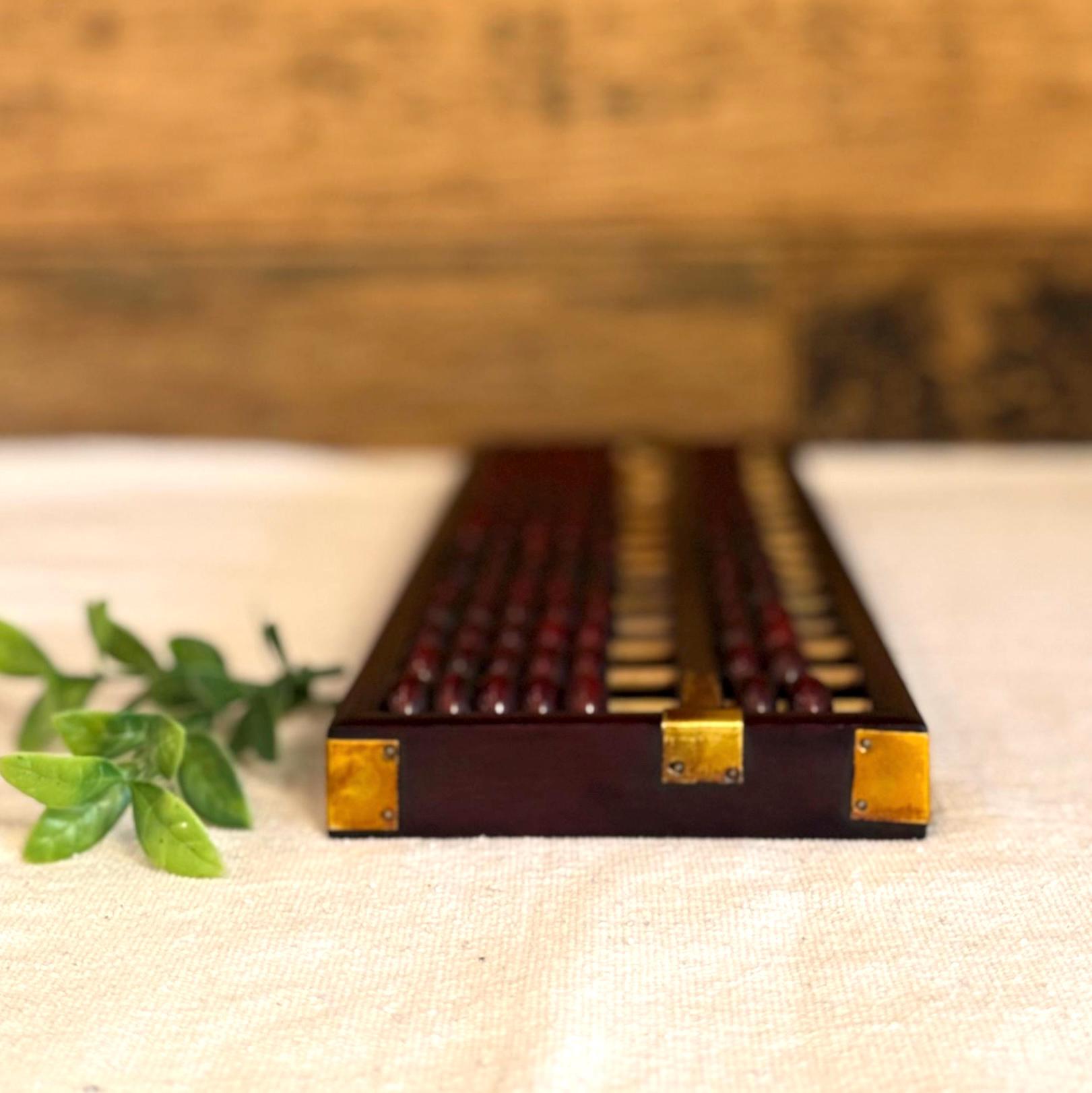 Vintage Chinese Suanpan Abacus, 13-rod Wooden Calculator With Brass ...