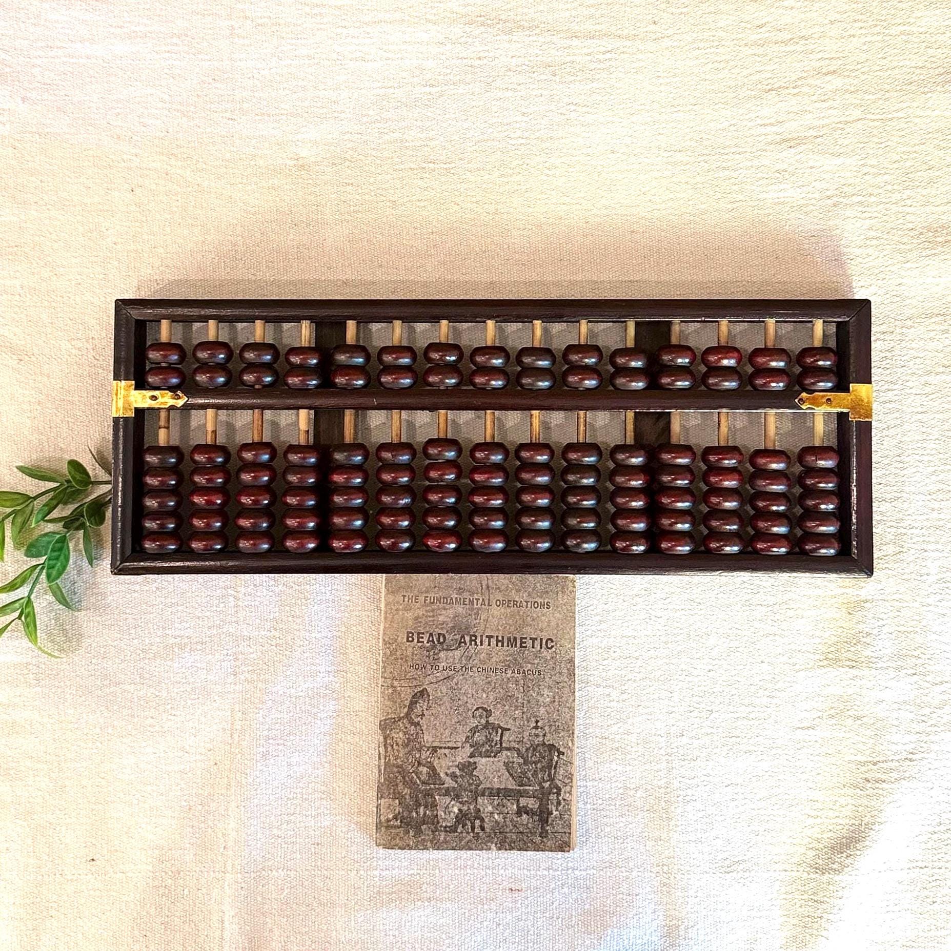 Vintage Chinese Suanpan Abacus, 13-rod Wooden Calculator With Brass ...