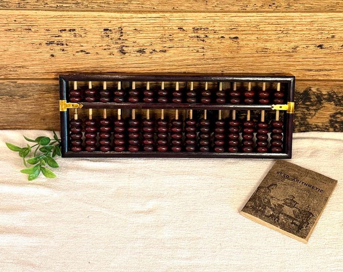 Vintage Chinese Suanpan Abacus, 13-rod Wooden Calculator With Brass ...