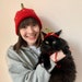 MATCHING SET - Hand Knitted Strawberry Cat Hat With 2 Matching Hats for ...