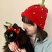 MATCHING SET Hand Knitted Strawberry Cat Hat With 2 Matching Hats for ...