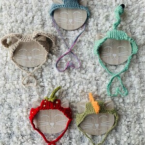 MATCHING SET - Hand Knitted Strawberry Cat Hat With 2 Matching Hats for ...