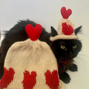 MATCHING PAIR - Hand Knitted Valentine’s Cat Hat With Matching Hat for ...