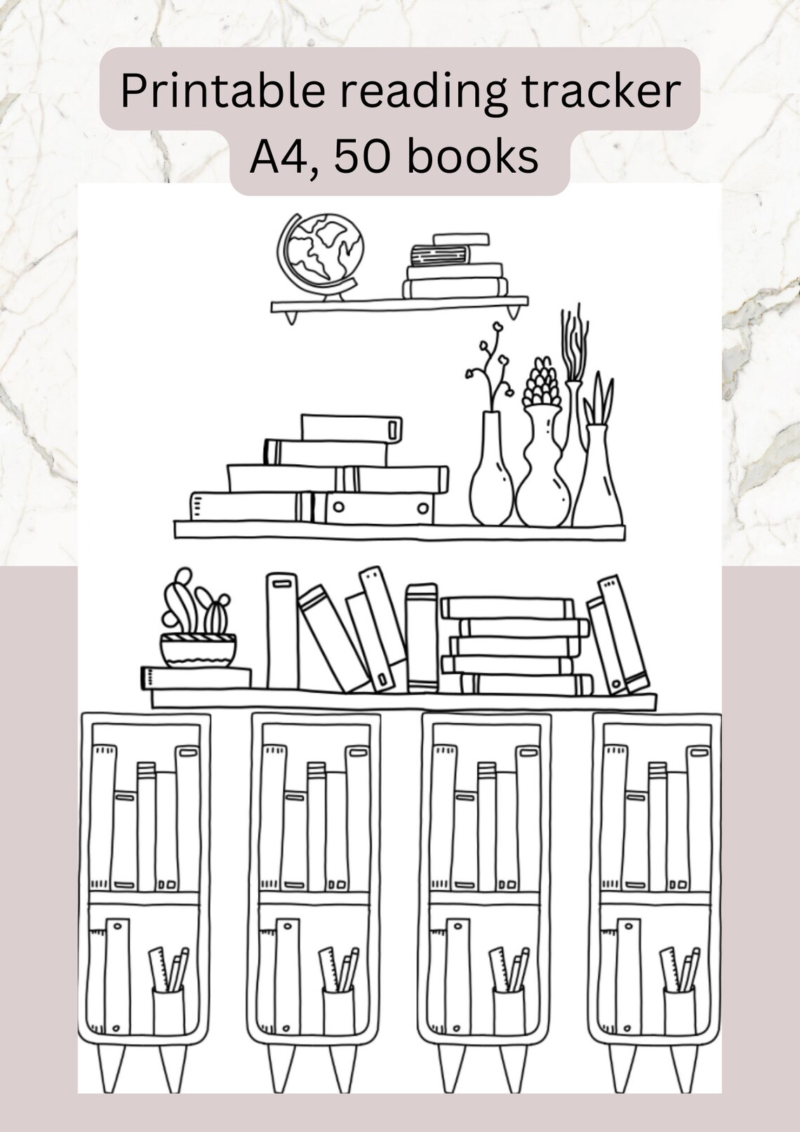 Reading Tracker Printable A4 Bookshelf Reading Log Book - Etsy